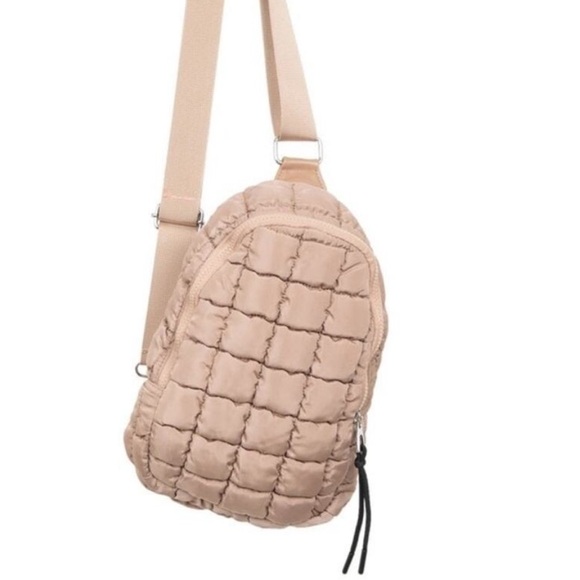 Katydid | Bags | Katydid Tan Crossbody Puffer Bag With Quilted Design ...